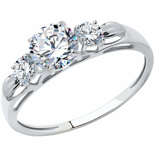Кольцо Diamant online, белое золото, 585 проба, фианит, размер 19.5
