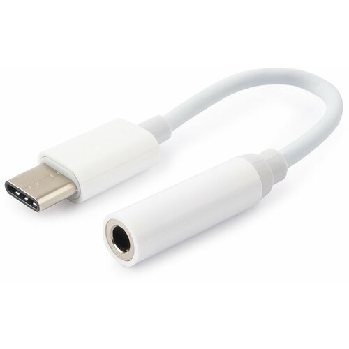 Переходник/адаптер Cablexpert USB Type-C - plug to stereo mini jack 3.5 mm (CCA-UC3.5F-01), 0.15 м, белый