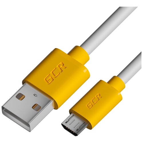 Кабель GCR USB - microUSB (GCR-UA1U), 1 м, белый/желтый