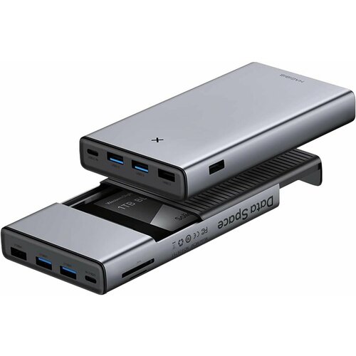 USB-концентратор Hagibis USB-C с внешним корпусом для HDD/SSD 2.5", TF/SD, USB 3.0, цвет серебристый (MC30)