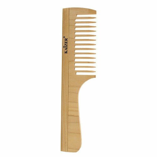 Расческа-гребень для волос Kaizer, деревянная с ручкой редкие зубцы, 185 мм