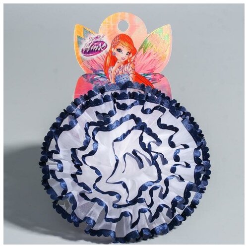 Бант для волос ВИНКС World of WINX, резинка детская с бантиком для девочки, с синими лентами, диаметр 10 см