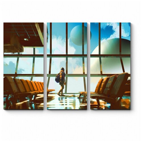 Модульная картина Планеты в окнах аэропорта 60x43