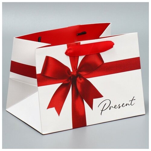 Пакет подарочный с широким дном «Подарок» 20 × 14 × 13,2 см