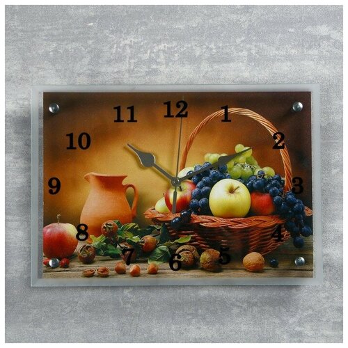 Часы настенные, серия: Кухня, "Корзинка фруктов", 25х35 см