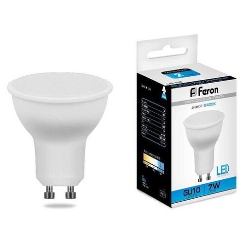 Лампа светодиодная LED 7вт 230в GU10 дневная | код 25291 | FERON (20шт. в упак.)