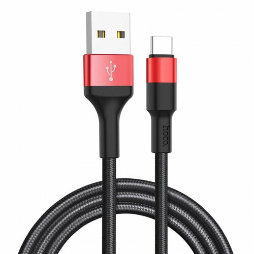 HOCO HC-80251 X26/ USB кабель Type-C/ 1m/ 2A/ Нейлон/ Black&Red