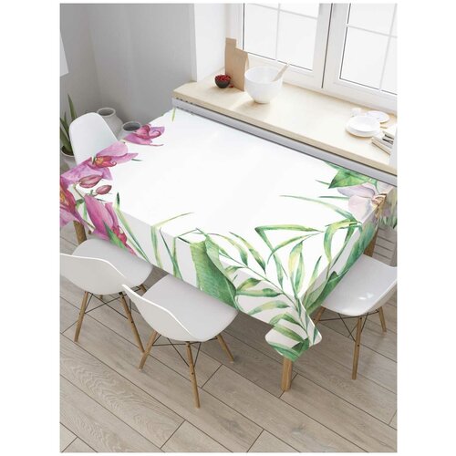 Скатерть прямоугольная JoyArty на кухонный стол "Тропические орхидеи" из оксфорда, 120x145 см
