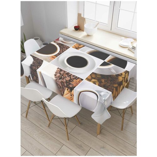 Скатерть прямоугольная JoyArty на кухонный стол "Кофейная фотосессия" из оксфорда, 180x145 см