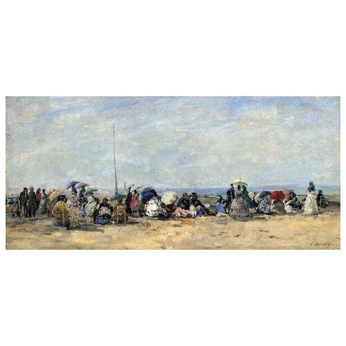 Репродукция на холсте Пляж в Трувиль (The beach at Trouville) №2 Буден Эжен 65см. x 30см.