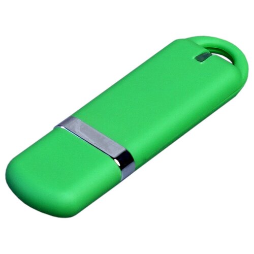 Классическая флешка soft-touch с закругленными краями (16 Гб / GB USB 2.0 Зеленый/Green 005 Flash drive PL100)