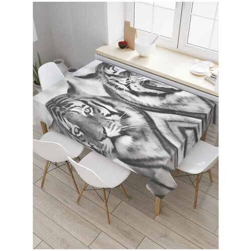 Скатерть прямоугольная JoyArty на кухонный стол "Разница характеров" из оксфорда, 180x145 см