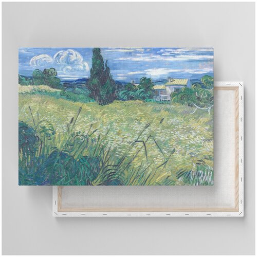 Картина на холсте с подрамником / Van Gogh - Green Wheat Field with Cypress, 1889 / Ван Гог