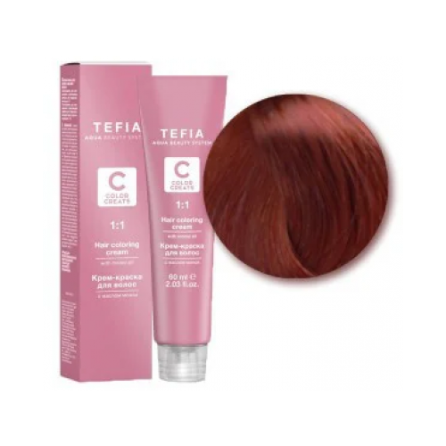Tefia Color Creats крем-краска для волос Hair Coloring Cream with Monoi Oil, 7.4 блондин медный, 60 мл