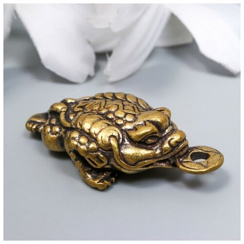 Сувенир латунь "Денежная жаба с монетой" 1,9х3,4 см, 2 штуки