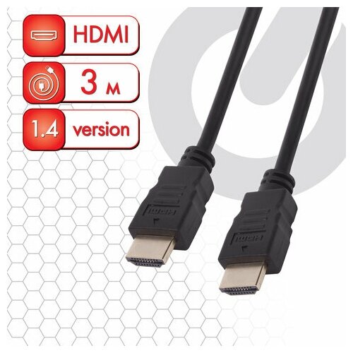 Кабель HDMI AM-AM 3 м SONNEN ver1.4 FullHD 4К для ноутбука компьютера ТВ-приставки монитора телевизора проектора черный, 2 шт