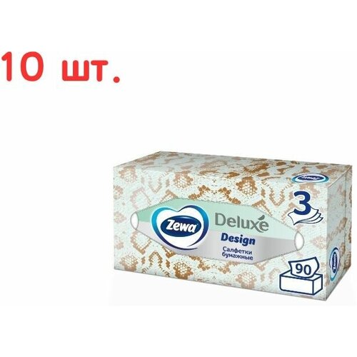 Салфетки бумажные Deluxe Дизайн косметические, 3 слоя, 90шт (10 шт.)