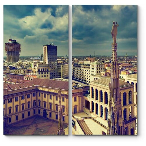 Модульная картина Захватывающая панорама с крыши Миланского Собора 40x40