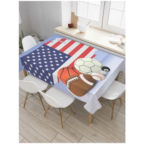 Скатерть прямоугольная JoyArty на кухонный стол "Мячи Америки" из оксфорда, 180x145 см