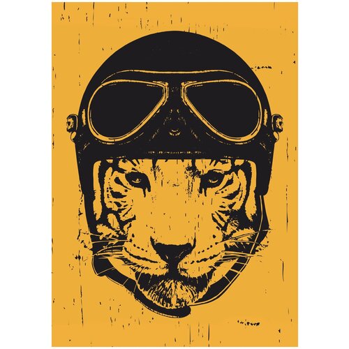 Плакат, постер на холсте Тигр. Размер 30 х 42 см