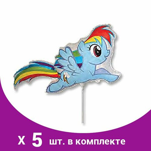 Шар фольгированный 9' Пони , без палочки, цвет голубой (5 шт)