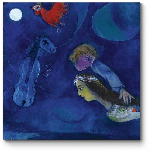 Модульная картина В ночь красного петуха, Марк Шагал 60x60