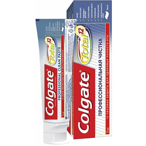 Colgate Total 12 Зубная паста Профессиональная чистка, 75мл, 9 упаковок