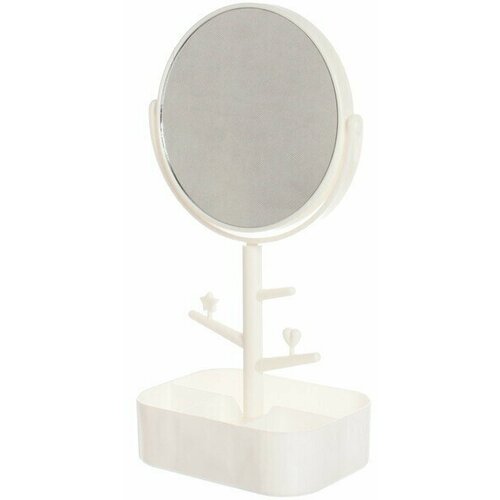 Зеркало настольное / Зеркало косметическое "High Tech - Monako", двустороннее, цвет белый, 16,5*30см