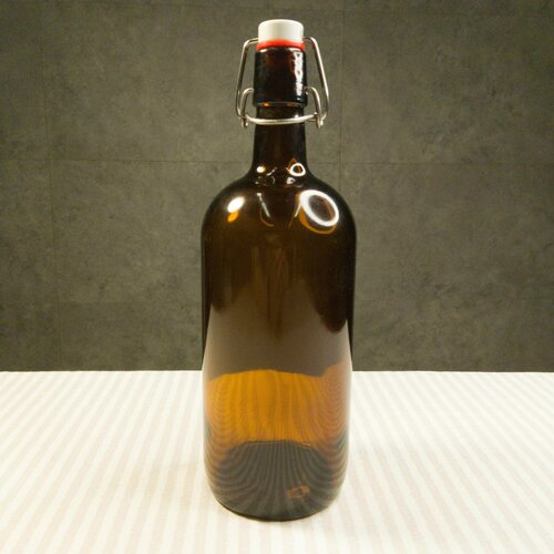Бутылка стеклянная с бугельной пробкой, коричневая, 1000 мл, 6 шт