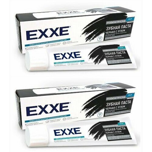 EXXE Зубная паста "Черная с углем" (black), 100 мл, 2 шт