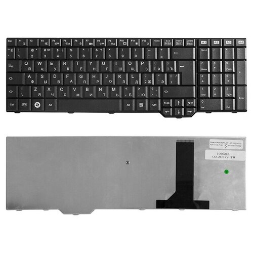 Клавиатура для ноутбука Fujitsu-Siemens Amilo Xa3520, Xa3530 Series. Г-образный Enter. Чёрная, без рамки. PN: V080330BK2