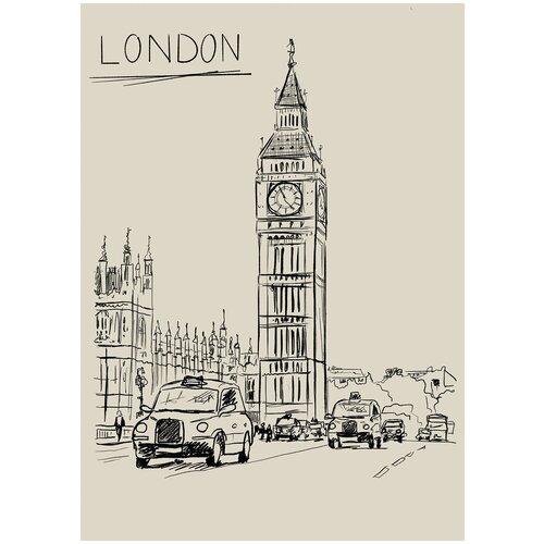 Постер / Плакат / Картина Зарисовки Лондона 40х50 см в подарочном тубусе