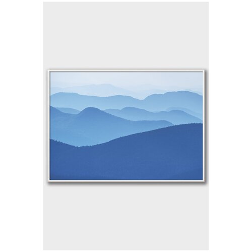 Постер на стену для интерьера Postermarkt Голубые горы, постер в белой рамке 40х50 см, постеры картины для интерьера в белой рамке