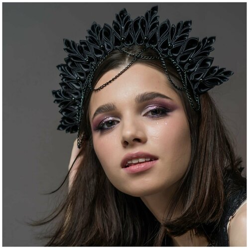 Готический черный ободок для вечеринки Хэллоуин Ободок для волос женский для фотосессии Корона Темной королевы Фотореквизит Корона для маскарада