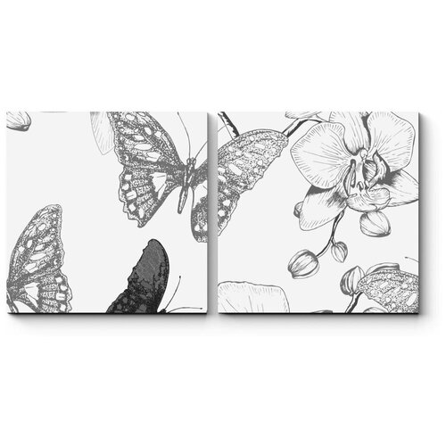 Модульная картина А бабочкам снятся цветы. 120x60