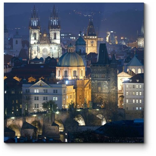 Модульная картина Ночная Прага прекрасна 20x20
