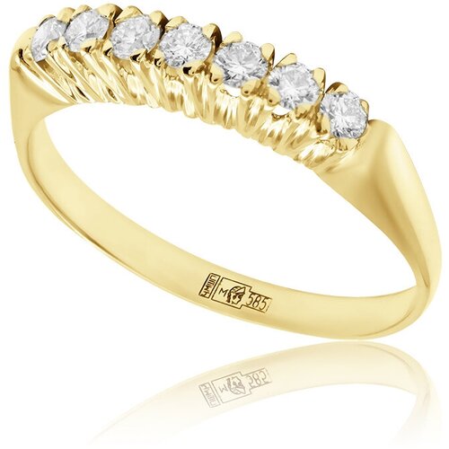 Кольцо помолвочное 1RBC, желтое золото, 585 проба, бриллиант, размер 15.25, бесцветный