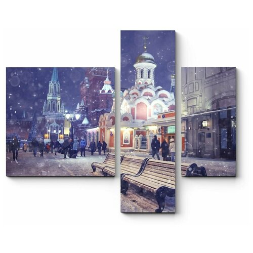 Модульная картина Зимний вечер в столице, Москва 100x83