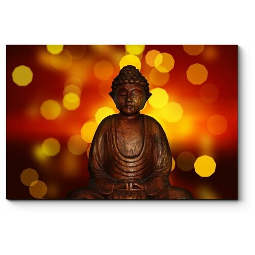 Модульная картина Статуя Будды на фоне огней 80x53