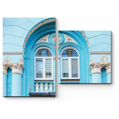 Модульная картина Голубой фасад с лепниной130x98