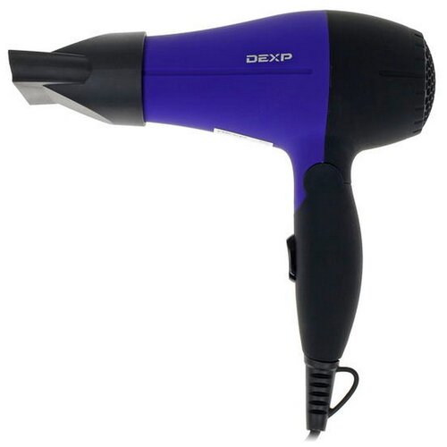 Фен для волос DEXP HD-1000 фиолетовый/черный компактный, 1000 Вт, шнур - 1.8 м