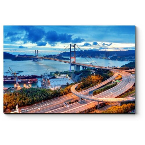 Модульная картина Великолепный вид на знаменитый мост Гонконга 60x40