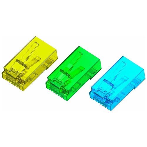 Инструмент Greenconnect Коннектор цветной RJ-45 cat.5e UTP Male/для многожильного кабеля/8p8c 15 шт (3 цвета по 5 шт)/GCR-51802