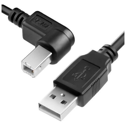GCR Кабель 3.0m USB 2.0 для принтера, камеры, сканера, AM/BM правый угловой, черный, 28/28 AWG, экран, армированный, морозостойкий