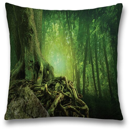 Наволочка декоративная на молнии, чехол на подушку JoyArty "Таинственный лес" 45х45 см