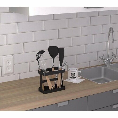 Органайзер Embodiment в стиле лофт для хранения кухонных принадлежностей, EMB-KOD-T-B, настольный, черный