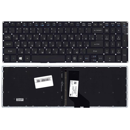 Клавиатура (keyboard) для ноутбука Acer Aspire R5-571T, R5-571TG, R5-571T-59DC, N16P2, черная с подсветкой