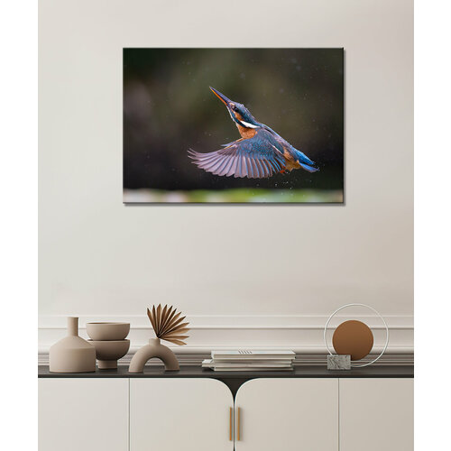 Картина -Зимородок, зимородок в полете, зимородок обыкновенный (2) 40х60
