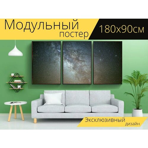 Модульный постер "Астрономия, млечный путь, созвездия" 180 x 90 см. для интерьера