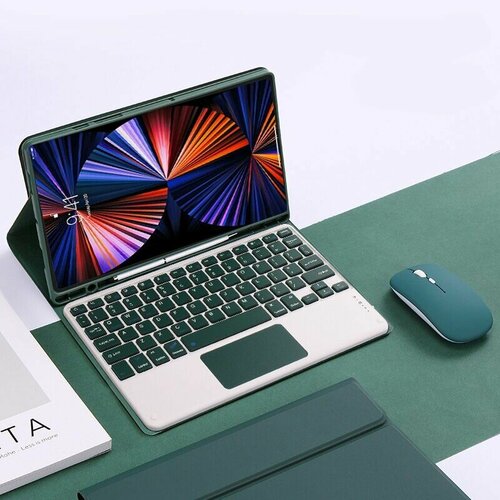 Чехол с клавиатурой MyPads для iPad 9.7 5-го и 6-го поколения (2017, 2018) с русскими буквами, зеленый